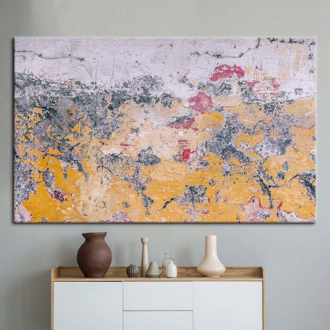 View of Old Wall Plaster Poster, Abstract Canvas, Old Wall View Printed ...