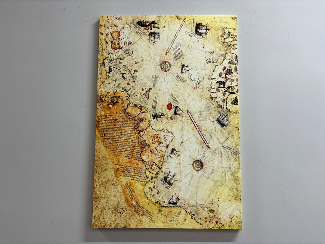 Piri Reis Map, Map Canvas, Antique Map Canvas, Trendy Art, Piri Reis ...