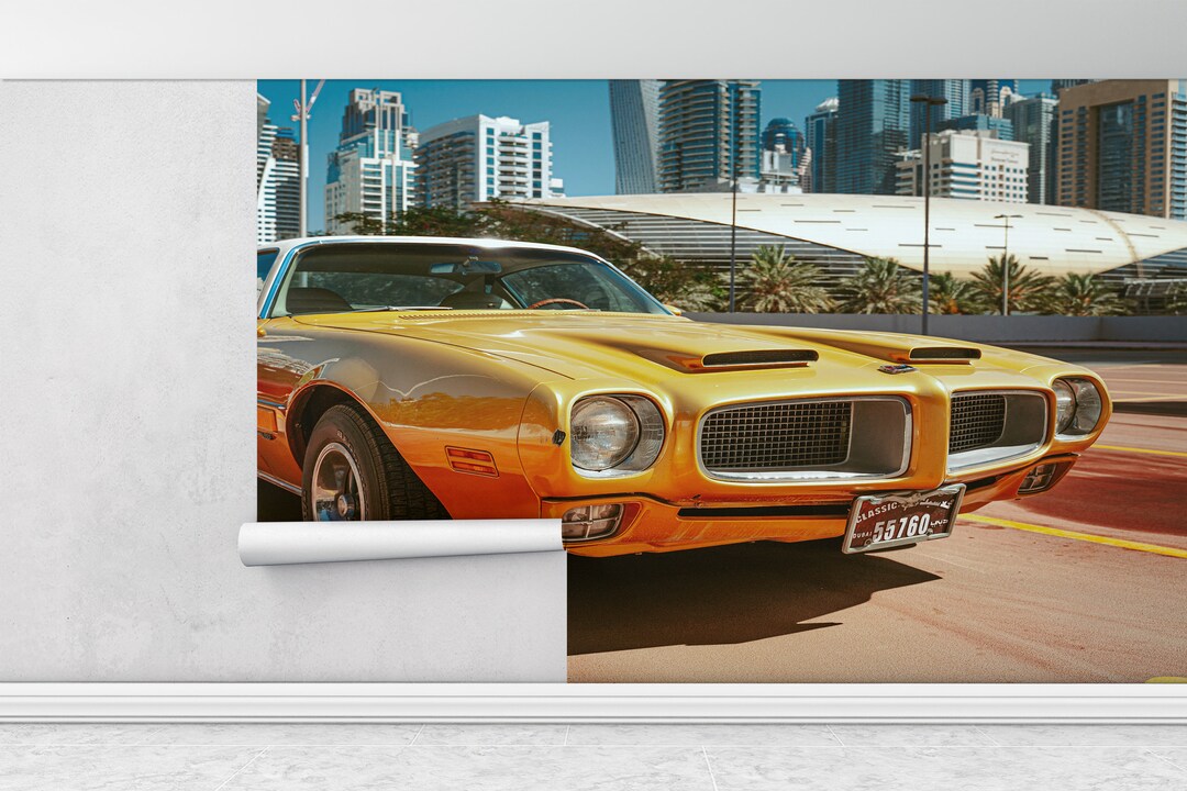 Vintage Car Wall Painting,wall Paper Peel and Stick,bright Wall Paper ...
