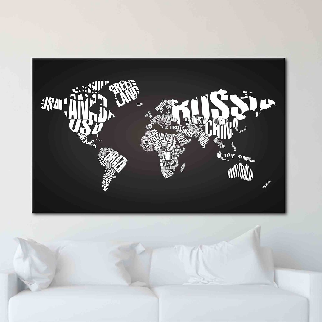 Map Canvas, Office Canvas, Modern Map Wall Art, Classroom Canvas ...