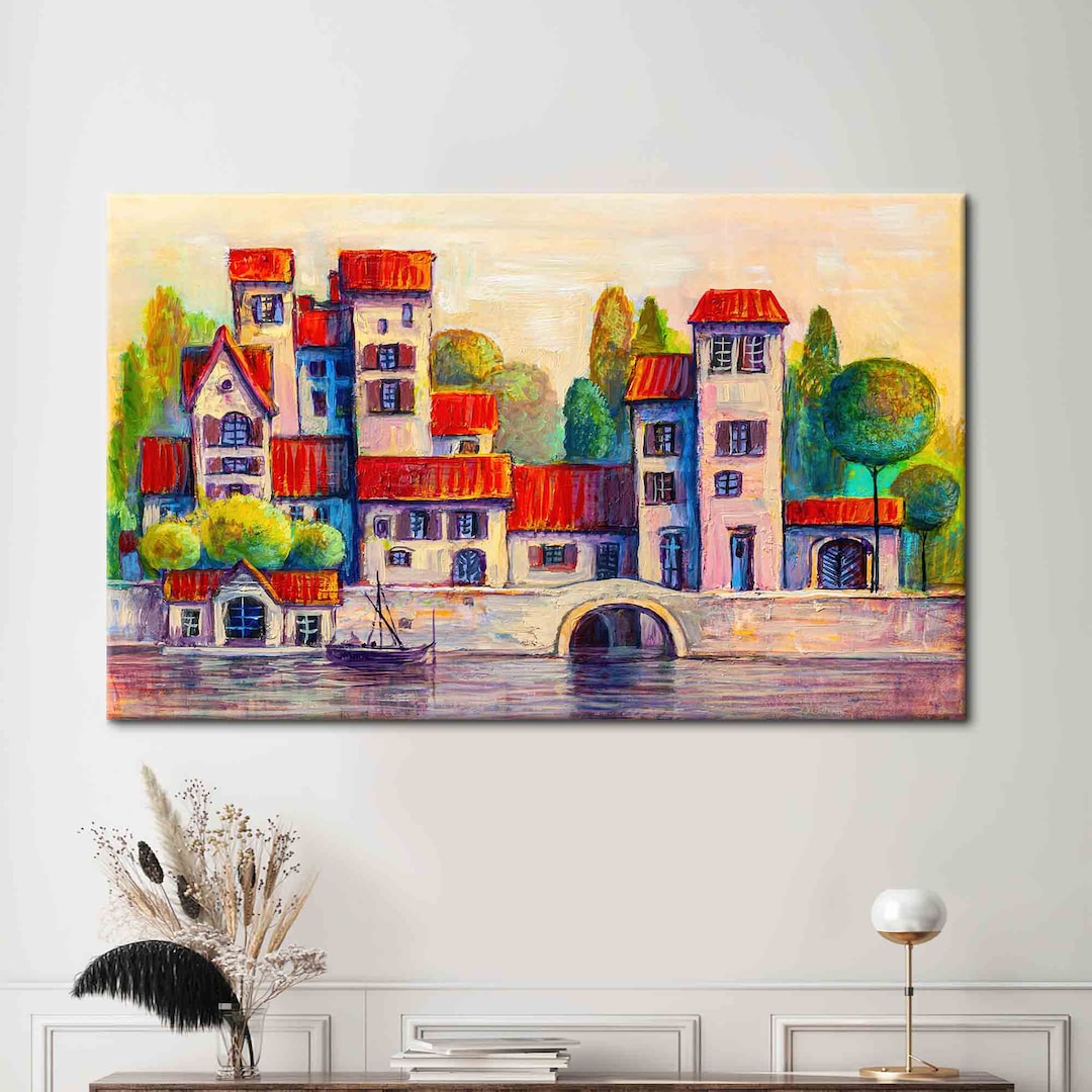 Old Bridge Art, Tree Wall Art, Bridge Landscape Wall Decor, Vintage ...