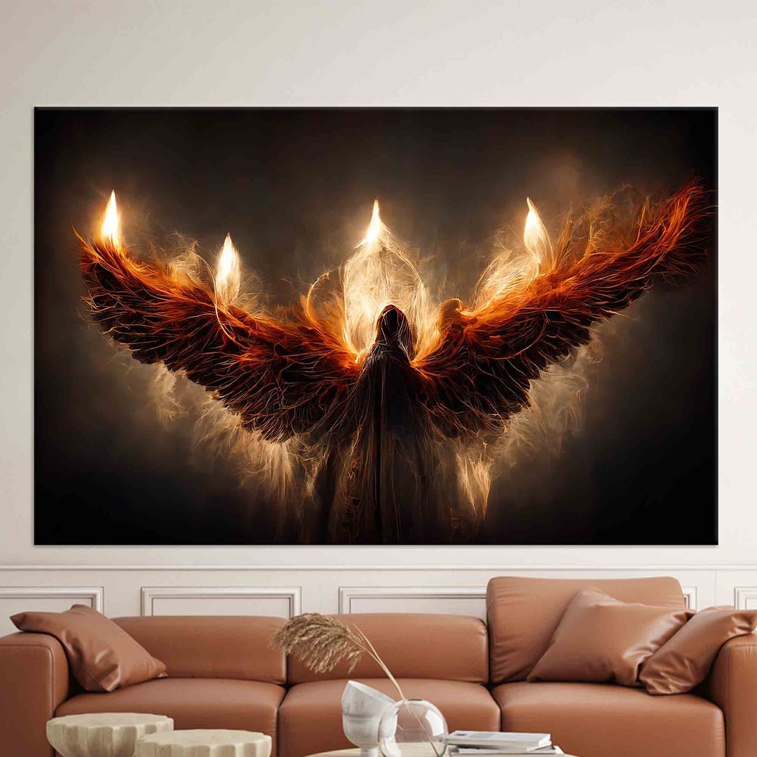 Custom Wall Decor, Fallen Angel of Death Art Canvas, Lucifer With ...