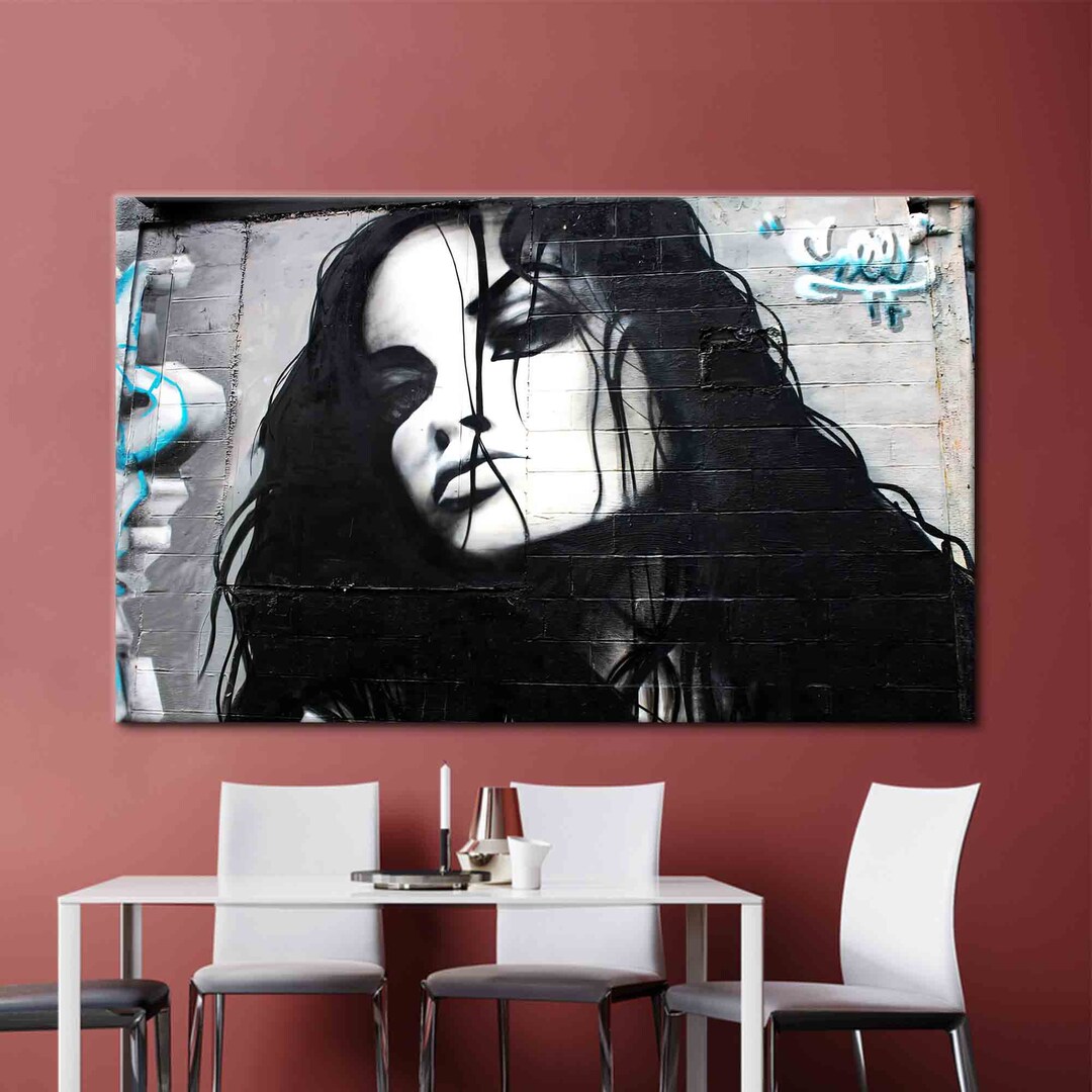 Woman Portrait Canvas, Girl Poster, Woman Face Artwork, Woman Graffiti ...