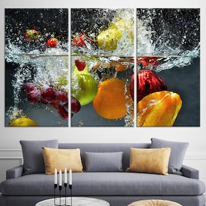 Kitchen Wall Decor, Fruit Poster, Colorful Art, Custom Wall Decor ...