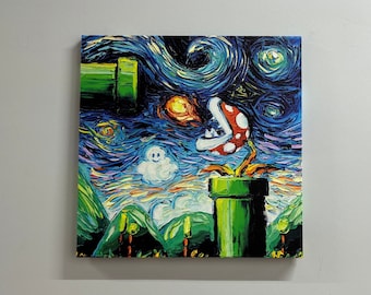 Van Gogh Mario Printed, Van Gogh Canvas Art, Modern Starry Night ...