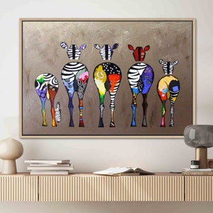 Five Zebra Art, Fashion Poster, Banksy Canvas, Abstract Zebra Wall Decor, Street Canvas ...