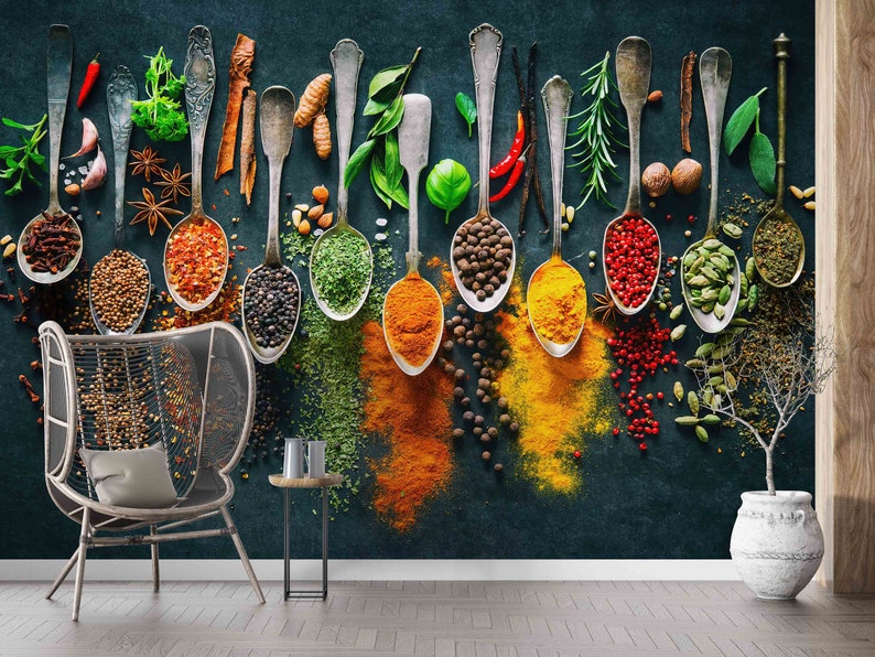 Kitchen Wall Decor, Stick on Wallpaper Art Deco, Modern Wall Print ...