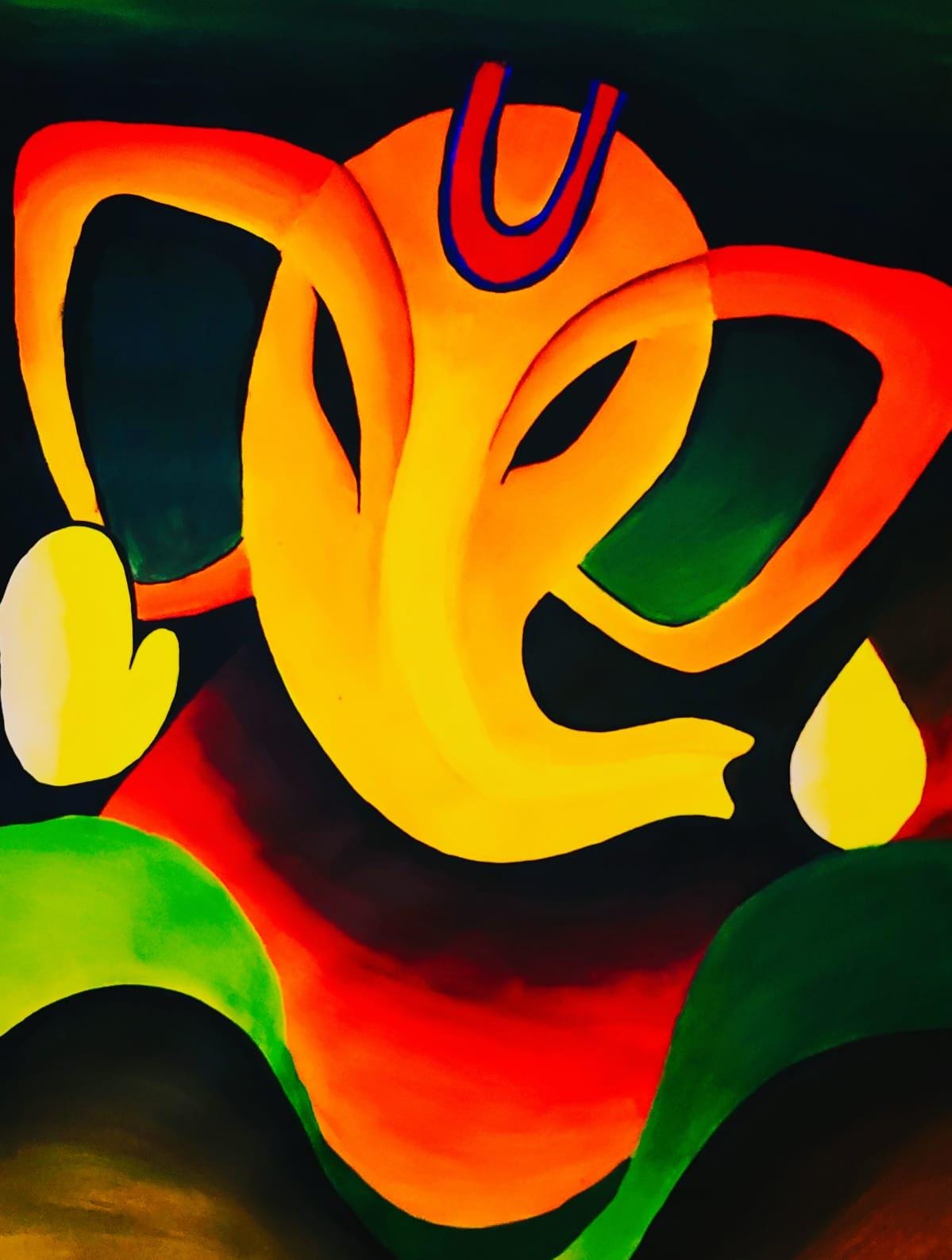 Ganesha Acrylic Painting, Lord Ganesha Painting-original Hand Painted ...