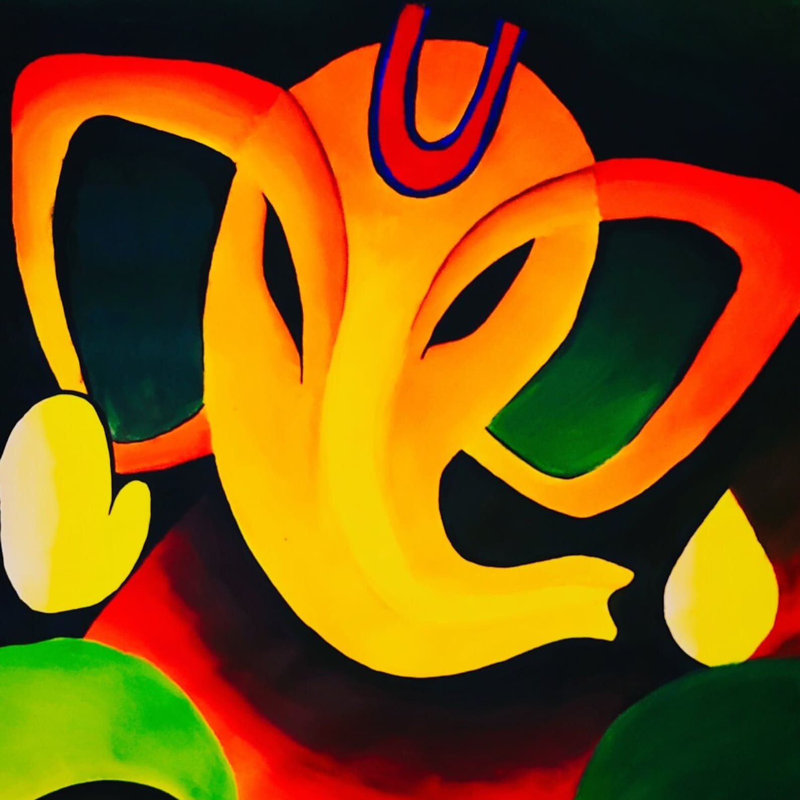 Ganesha Acrylic Painting, Lord Ganesha Painting-original Hand Painted ...