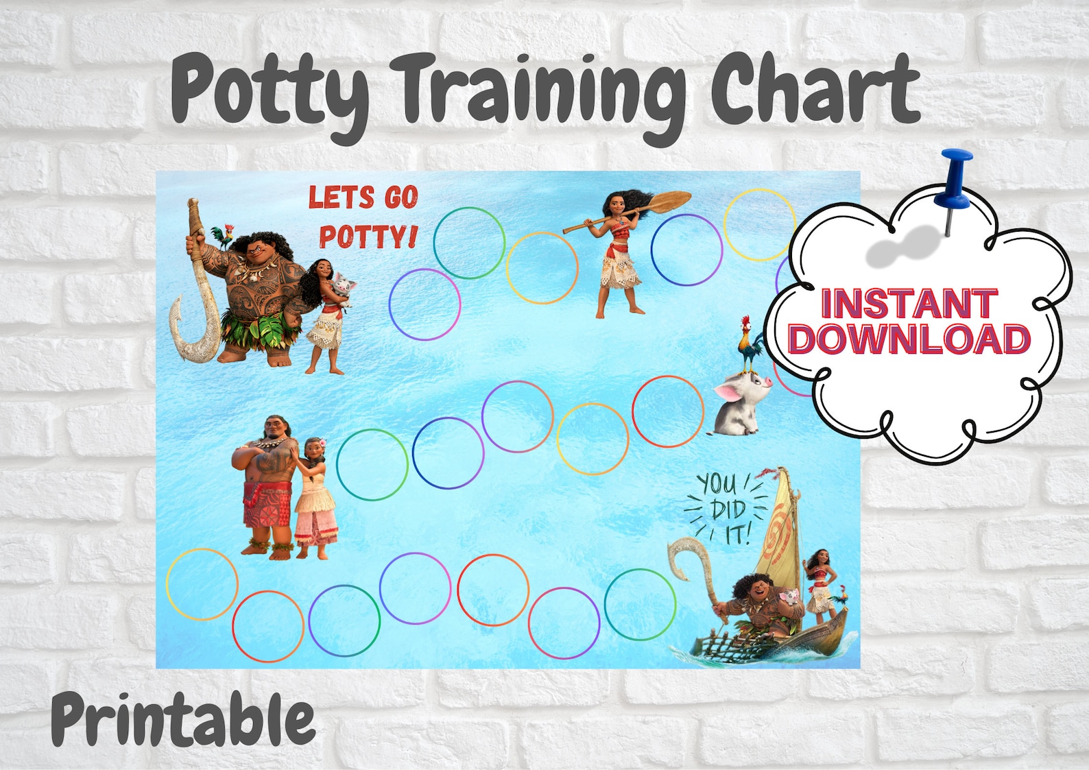 Moana Potty Training Chart - PDF - Printable - Etsy Australia