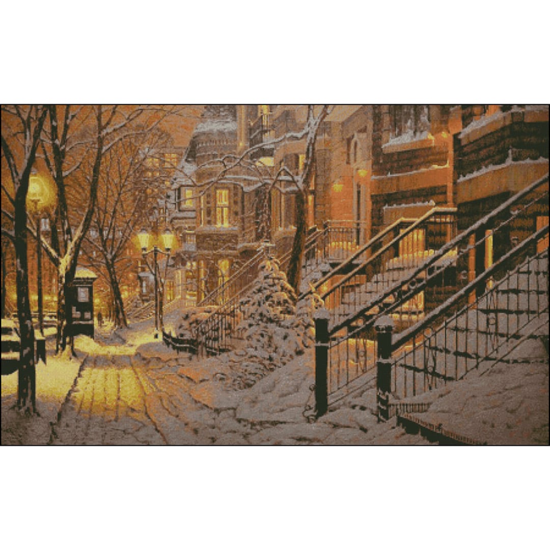 Pre Printed Cross Stitch DIY Kit, City of Light, Needlework, Stitch ...
