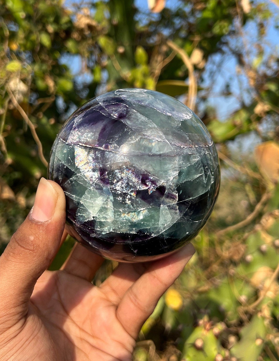Huge 95MM Amazing Fluorite Sphere | Metaphysical | Crystal Healing ...