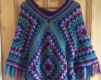 Retro Style Poncho Textured Slip Stitch Pattern in a Rainbow - Etsy