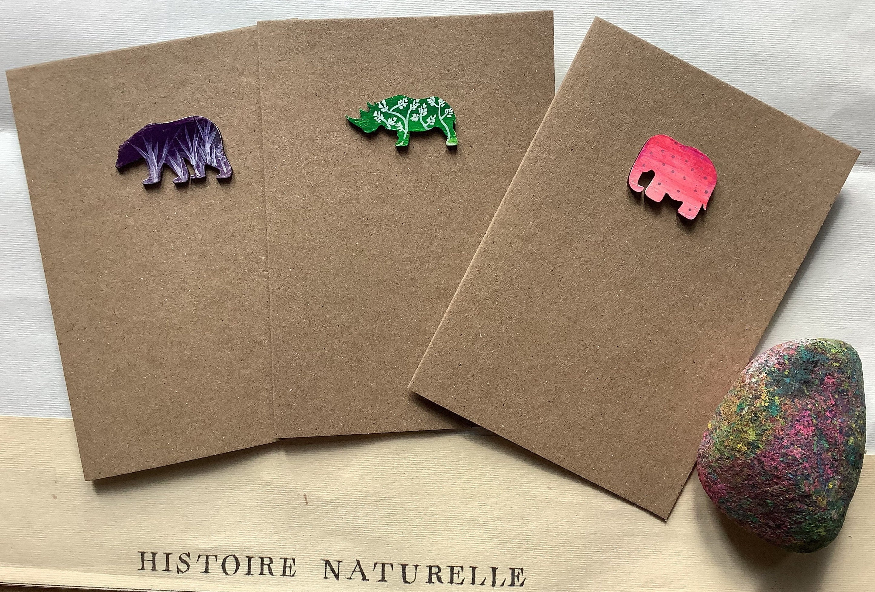 Pack of 3 Wildlife Cards Elephants Bear Rhino Cards Check Out Different ...