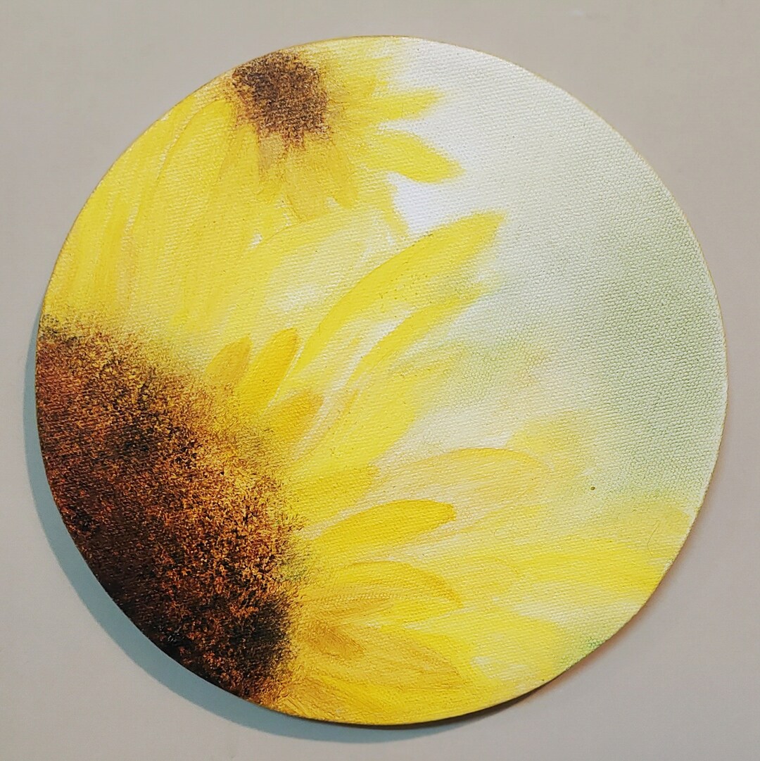 Positive Sun Flower Painting Nature Wall Art on 8x8 Inches 3D - Etsy