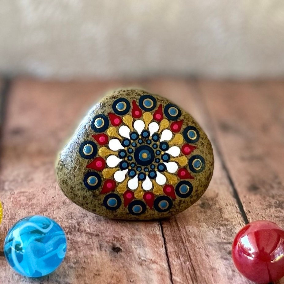 Hand Painted Rock Dot Mandala - Etsy