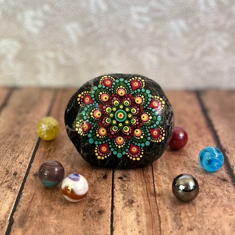 Hand Painted Rock Dot Mandala - Etsy