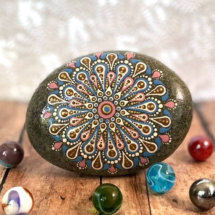 Hand Painted Rock Dot Mandala - Etsy