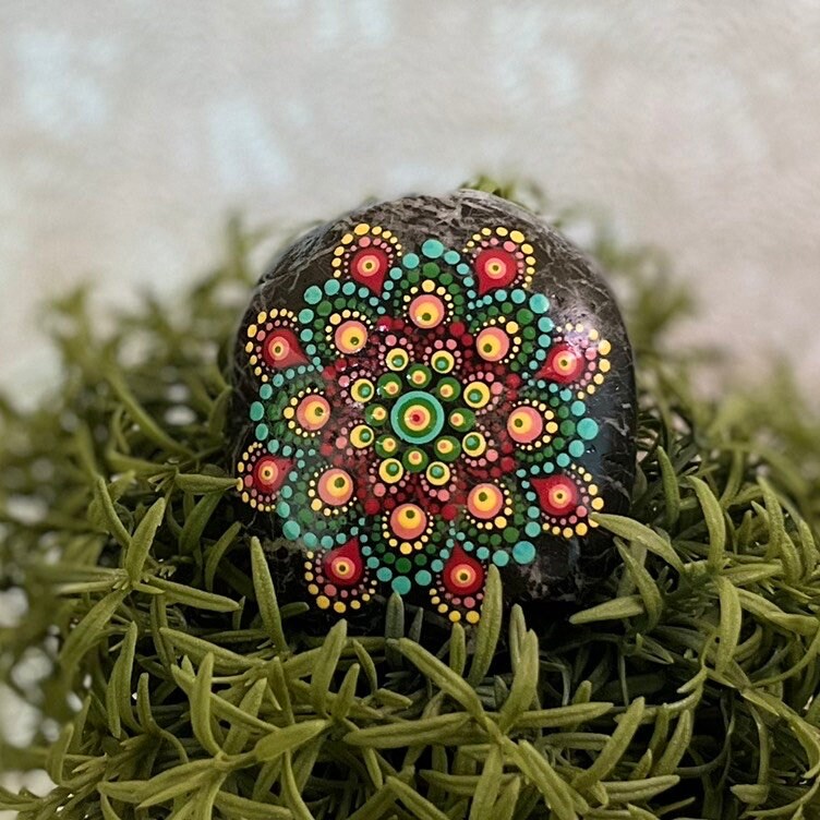 Hand Painted Rock Dot Mandala - Etsy