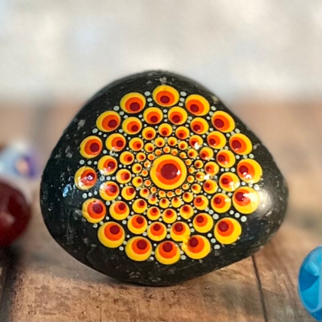 Hand Painted Rock Dot Mandala - Etsy
