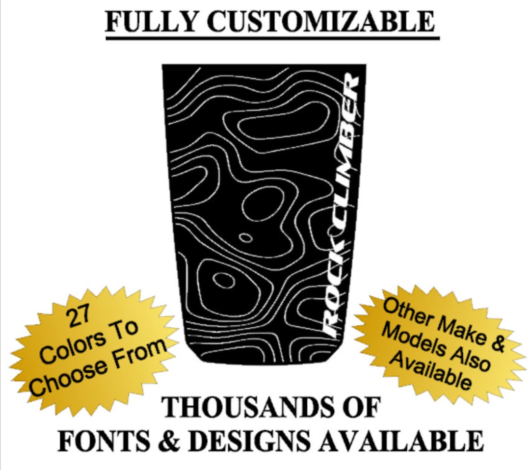 Topographical Rock Climber Sticker Outdoor Car Pick up Truck Front Fit ...