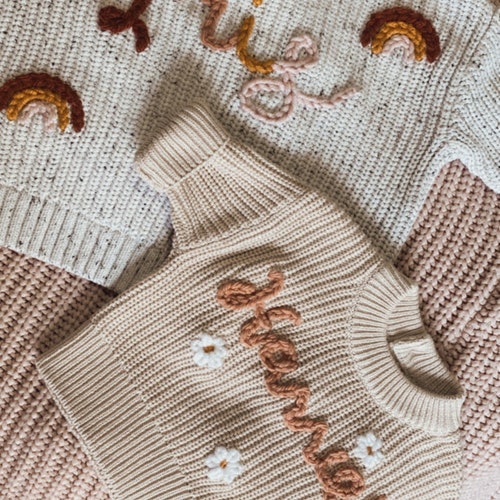 Custom Hand Embroidered Sweater Custom Sweater Name Sweater - Etsy