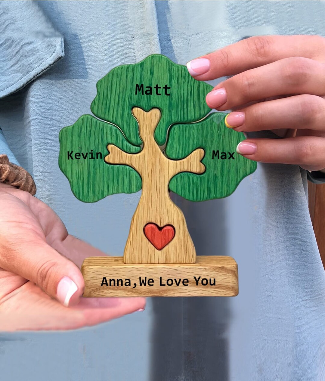 Personalized Wooden Family Tree Puzzle, Custom Engraved Family Name ...