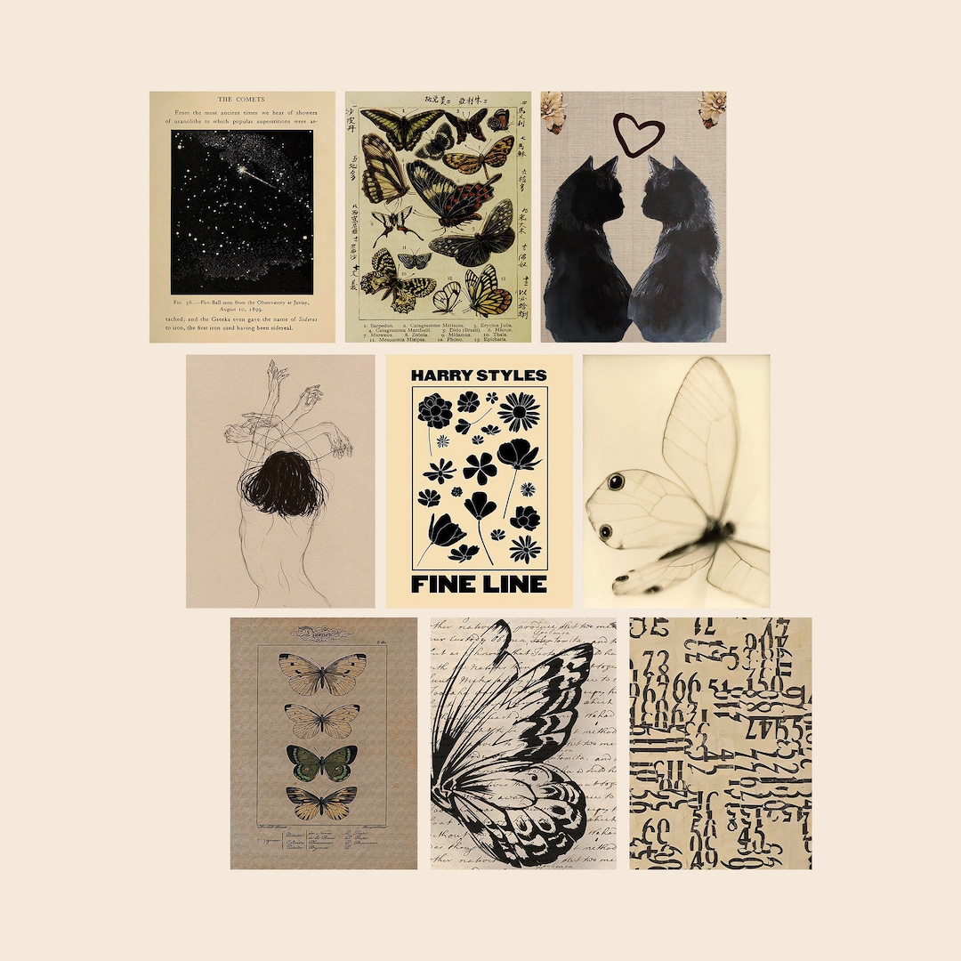 Vintage Posters Pack of 9, Fairy, Grunge, Dark Aesthetic Poster, Grunge ...