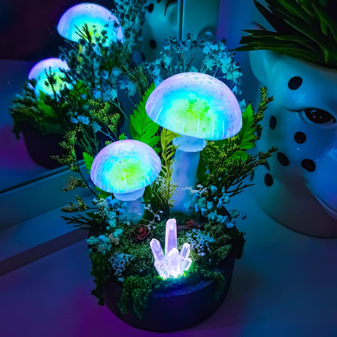 Rainbow Mushroom Lamp, Mushroom Light, Glowing Mushrooms, Glowing ...