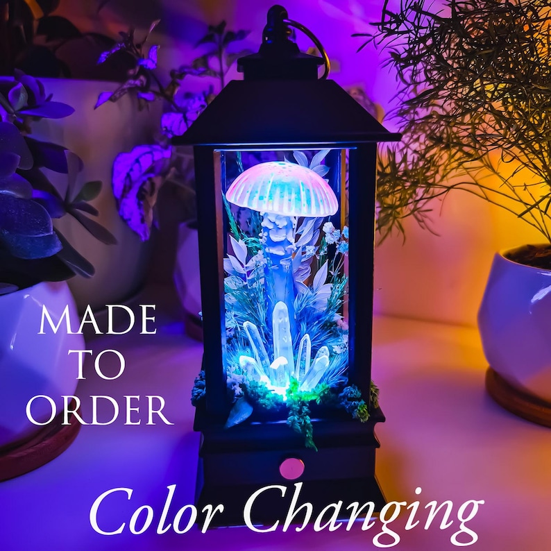 Handmade Color Changing Mushroom Lantern – Fantasy LED Night Light, USB ...