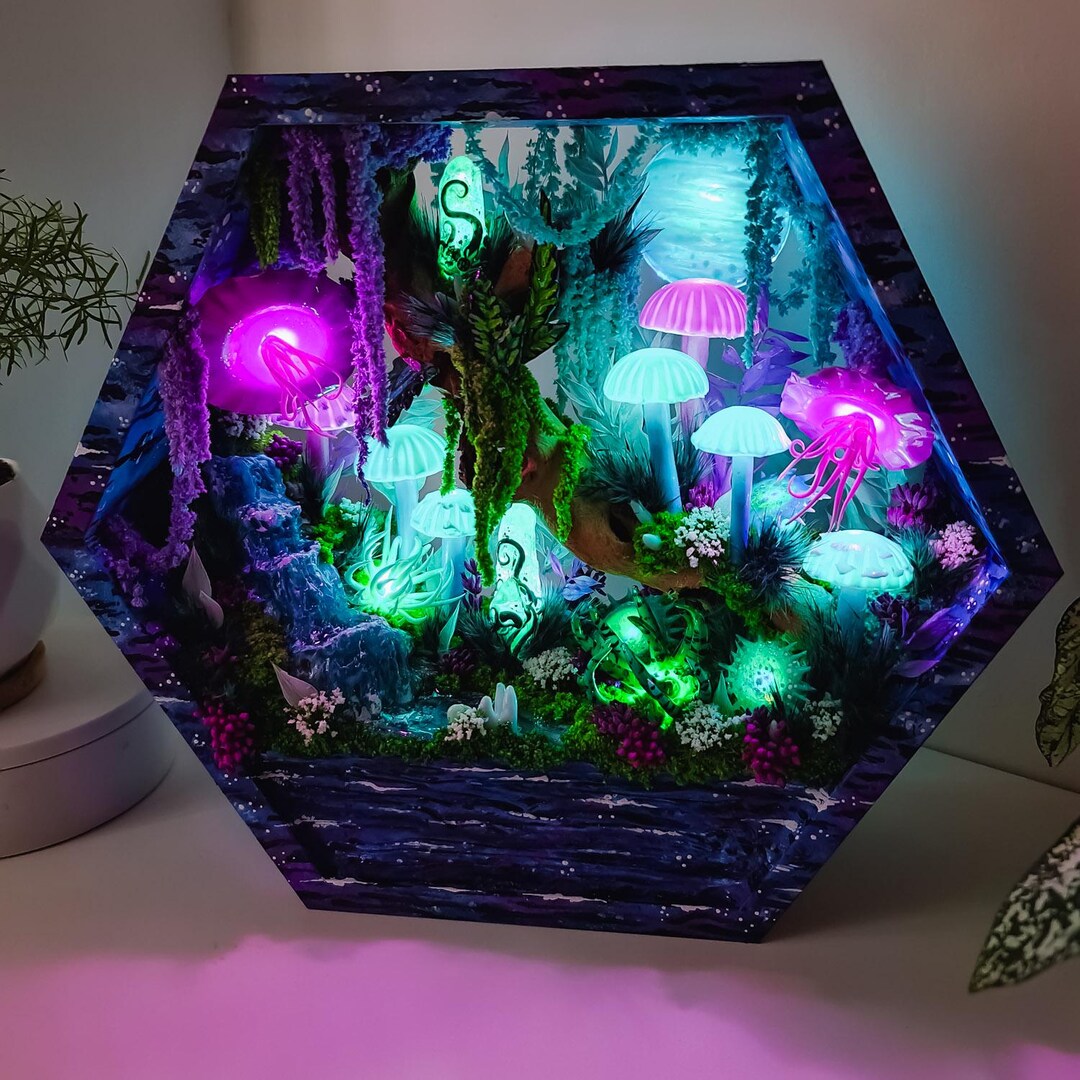 Avatar Diorama - Pandora Wall Lamp - Glowing Moon, Waterfall, Glowing ...