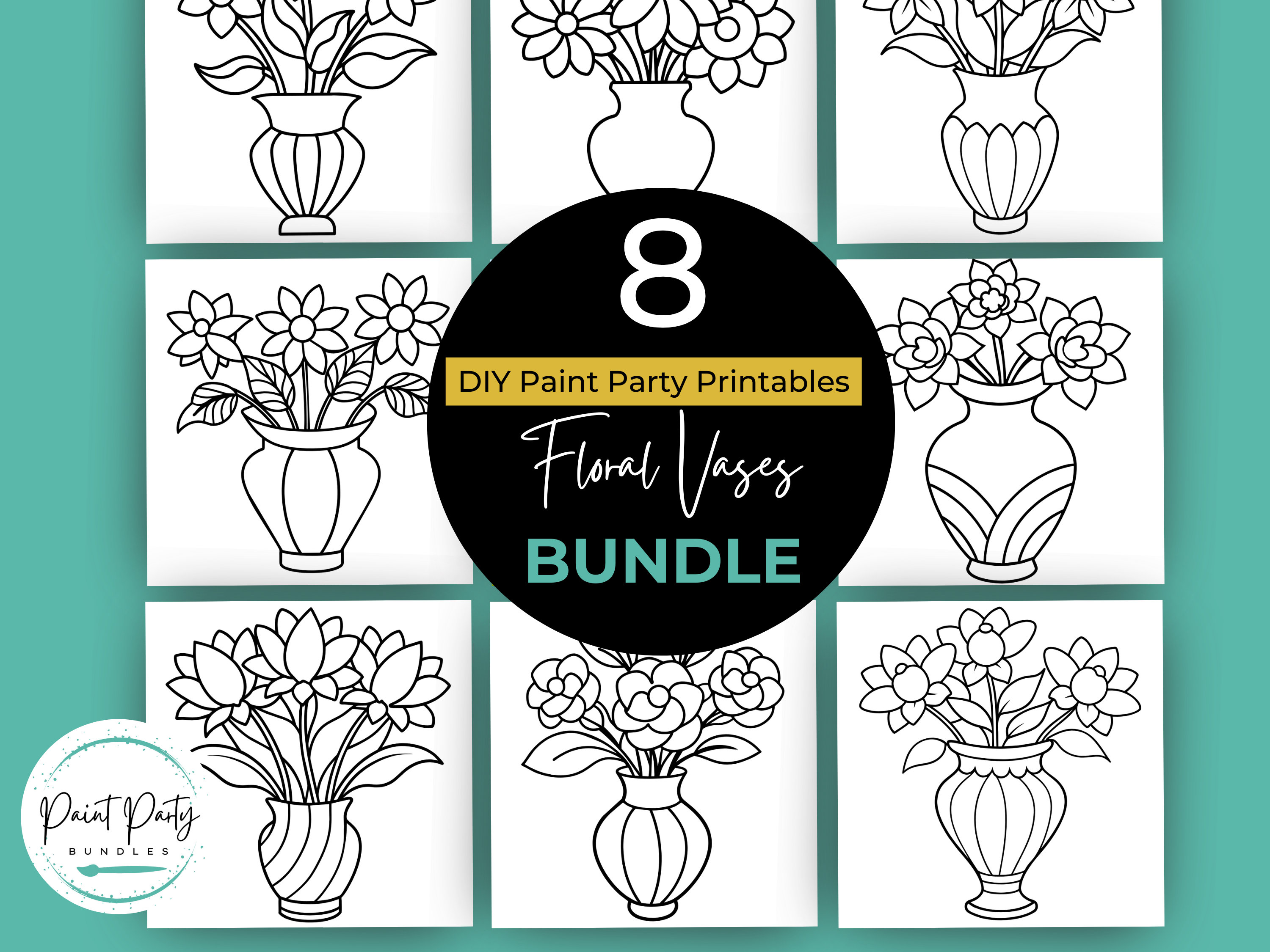 Adult Paint & Sip Party Printable Bundle | DIY Painting Parties ...