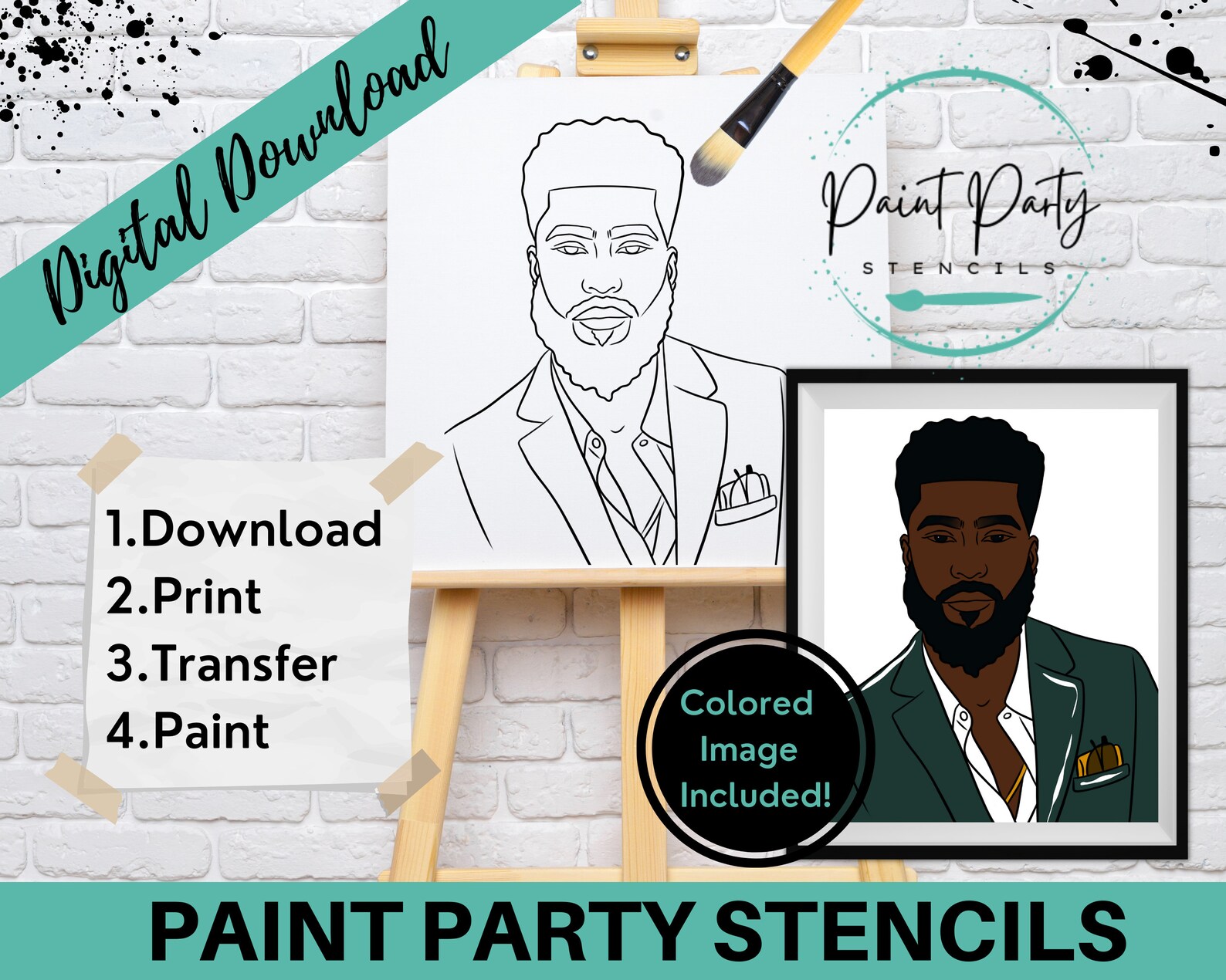 PAINT PARTY PRINTABLE/ Paint Party/ Pre-drawn/outline Canvas/ Paint ...