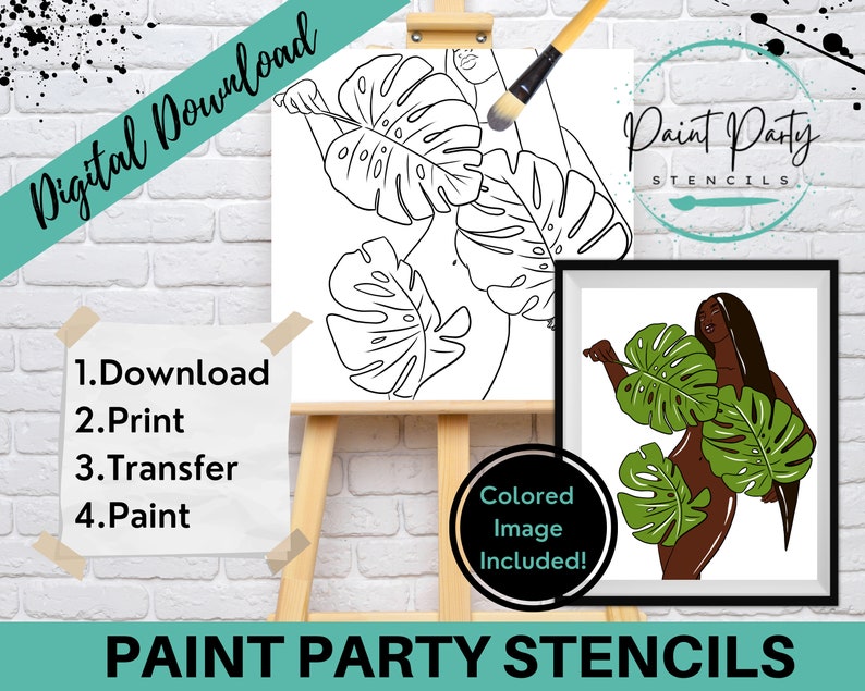PAINT PARTY PRINTABLE/ Paint Party/ Pre-drawn/outline Canvas/ - Etsy