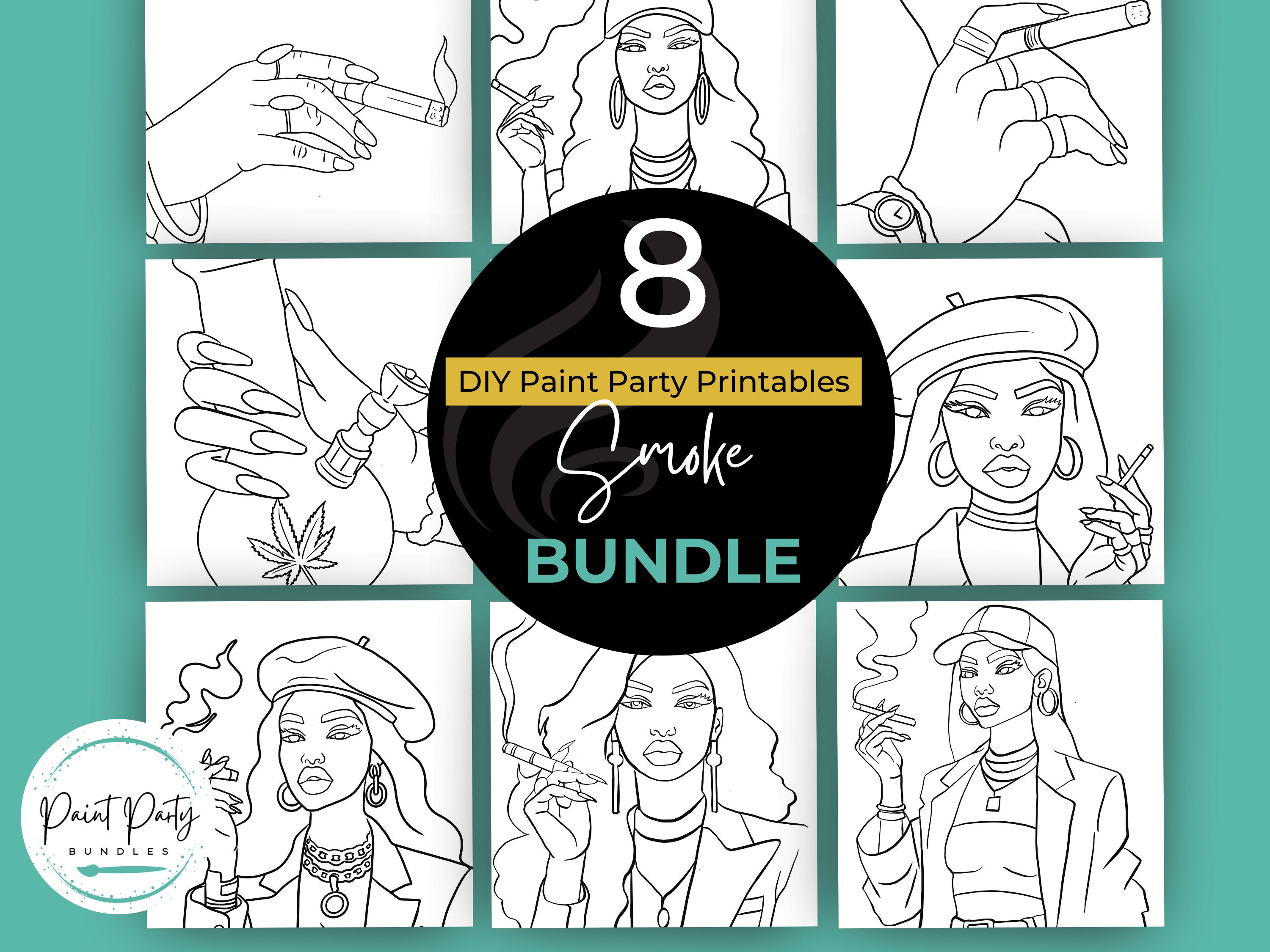 420 Adult Paint Party Printable Bundle| DIY Paint Party Printable ...