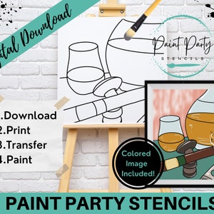 PAINT PARTY PRINTABLE/ Paint Party/ Pre-drawn/outline Canvas/ - Etsy