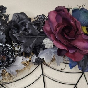 Gothic Romance Illuminated Halloween Wreath Purple Blue Black Rose ...