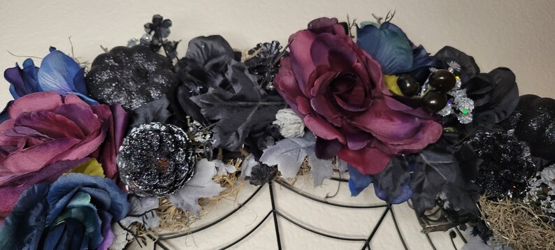 Gothic Romance Illuminated Halloween Wreath Purple Blue Black Rose ...