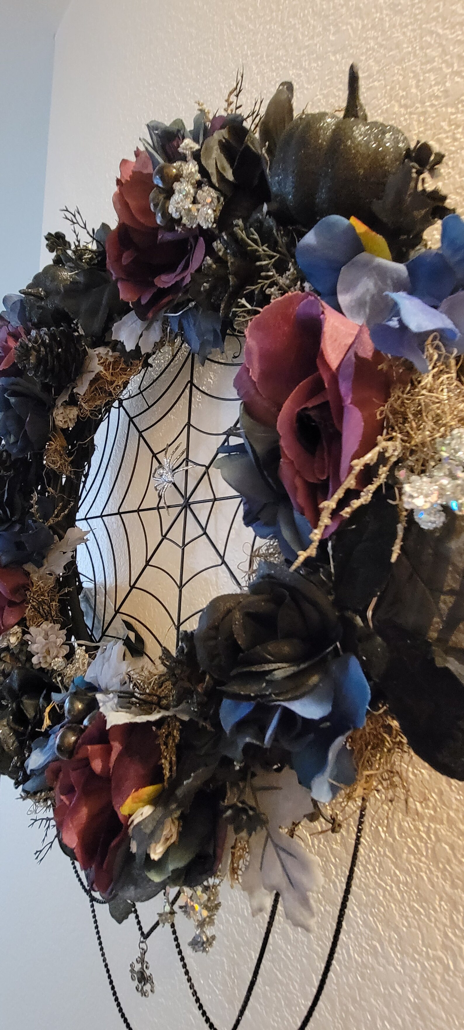 Gothic Romance Illuminated Halloween Wreath Purple Blue Black Rose ...