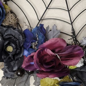 Gothic Romance Illuminated Halloween Wreath Purple Blue Black Rose ...