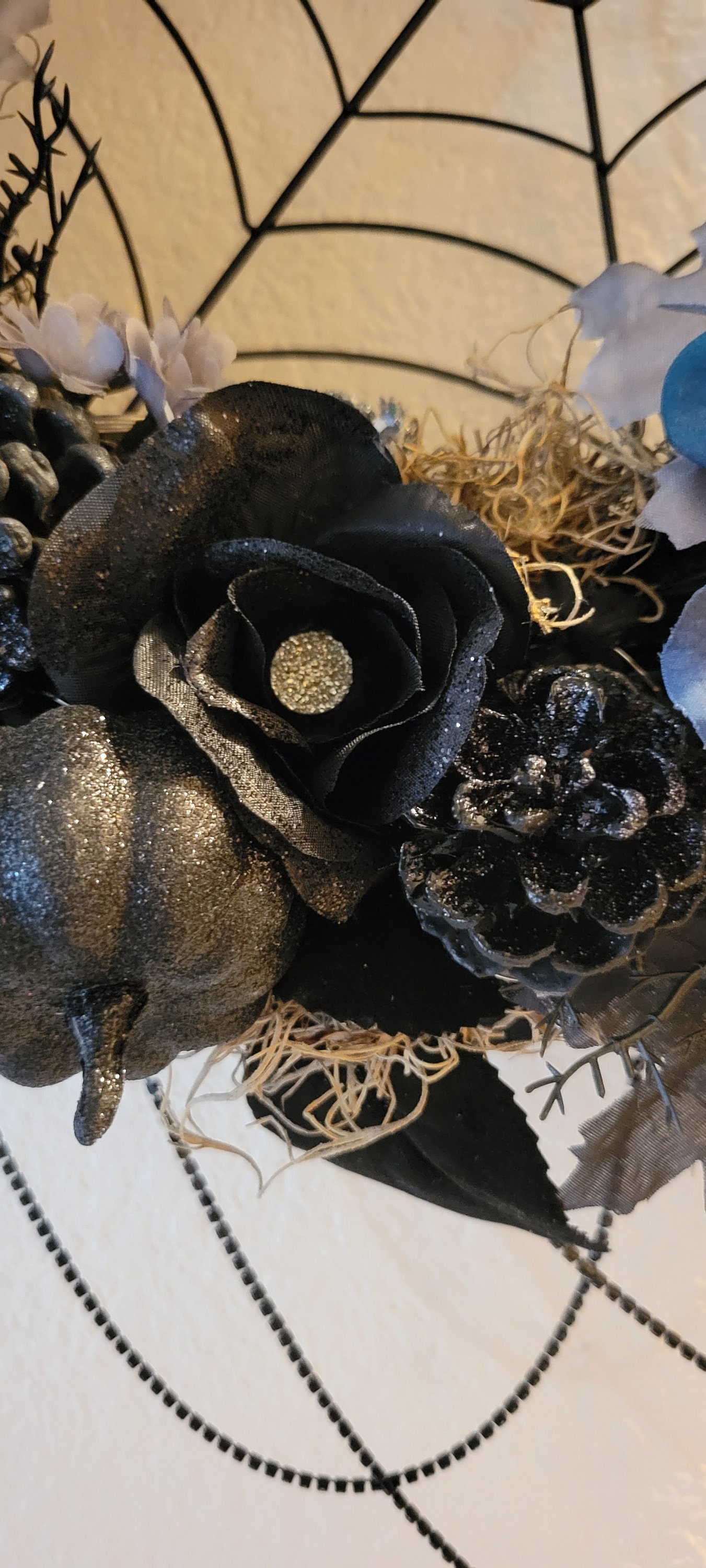 Gothic Romance Illuminated Halloween Wreath Purple Blue Black Rose ...