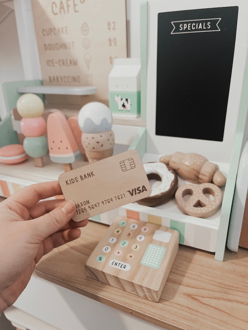 Wooden Pretend Play Credit Card: Kids Shop Accessory - Etsy Australia