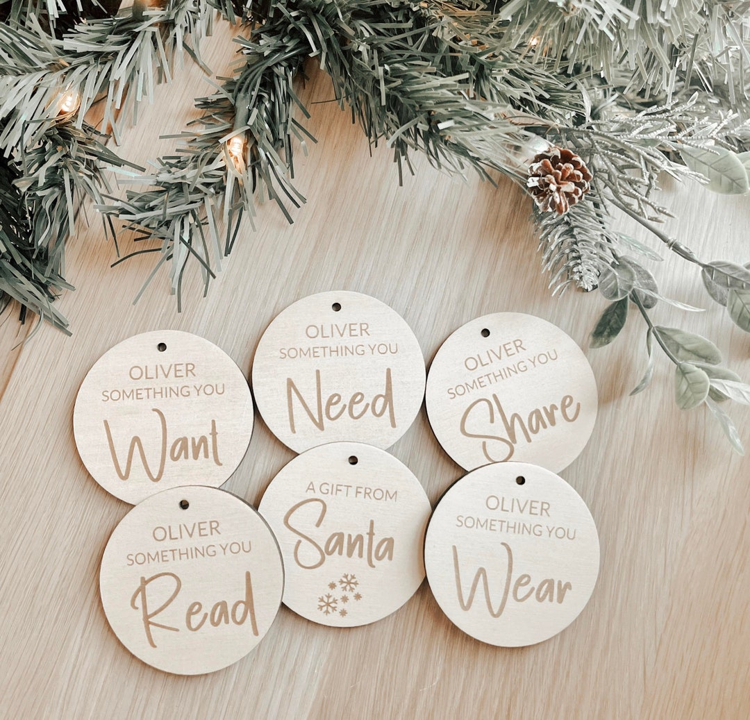Personalised Something Gift Tags, Want Need Wear Read Share Santa Tags ...
