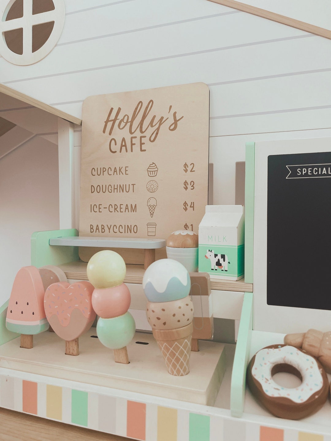 Personalised Cafe Sign , Kids Playroom Decor Wooden Cafe Sign, Pretend ...