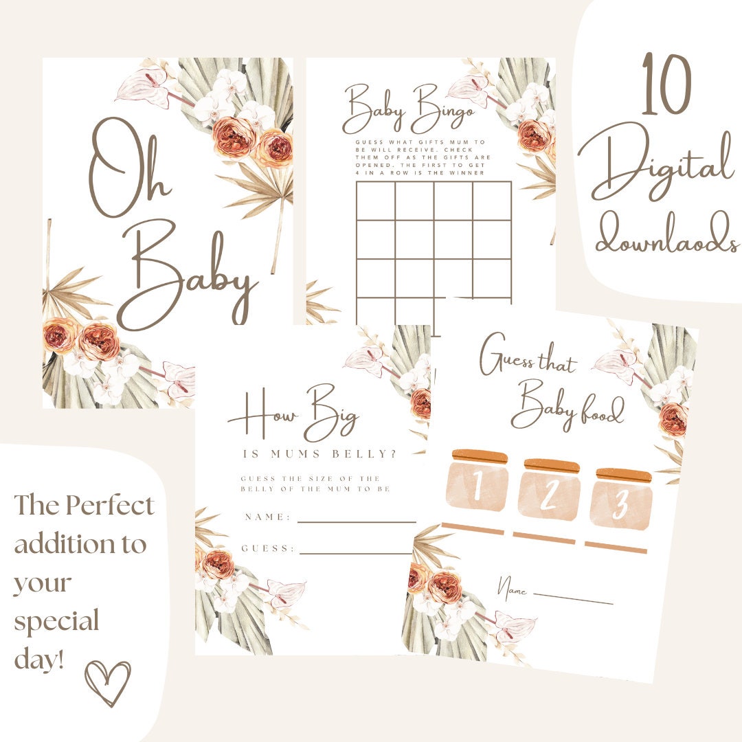 Floral Baby Shower Games: 9-game Bundle (digital Download) - Etsy