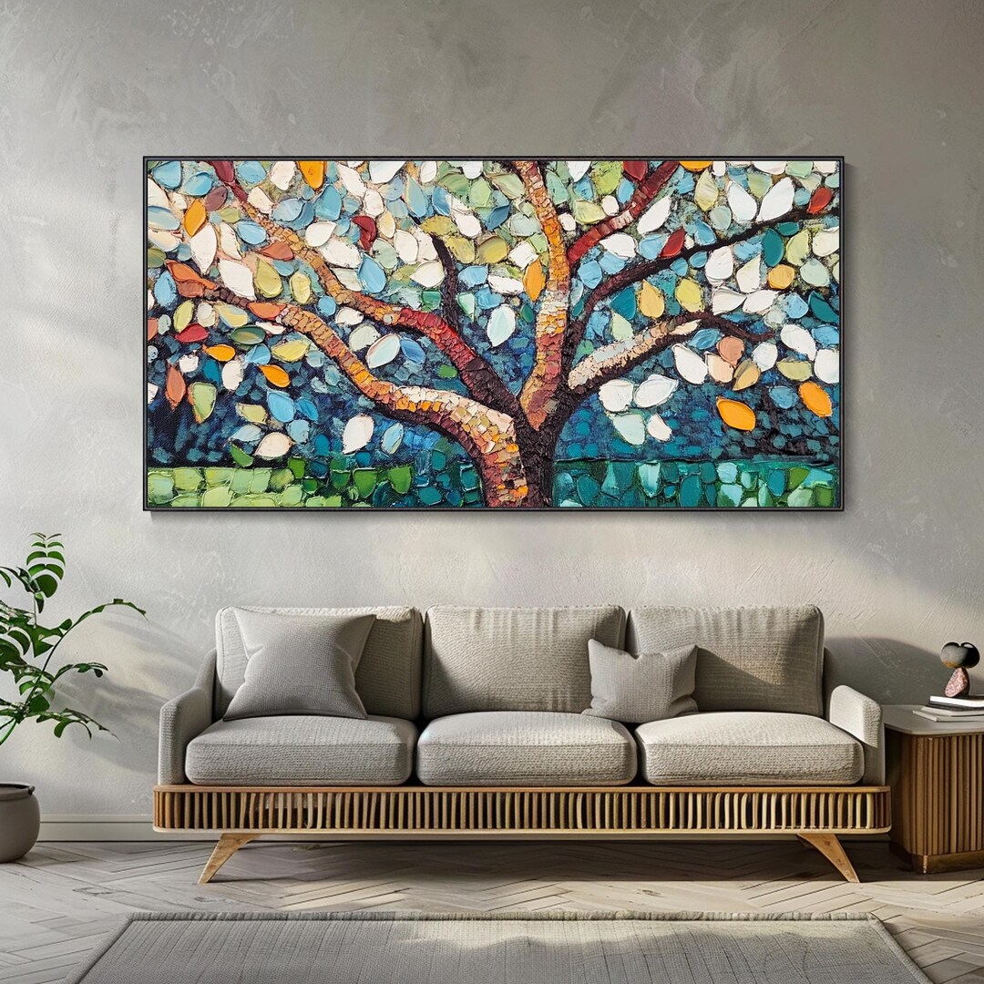 Original Colorful Tree Painting on Canvas 3D Textured Tree Art Vibrant ...