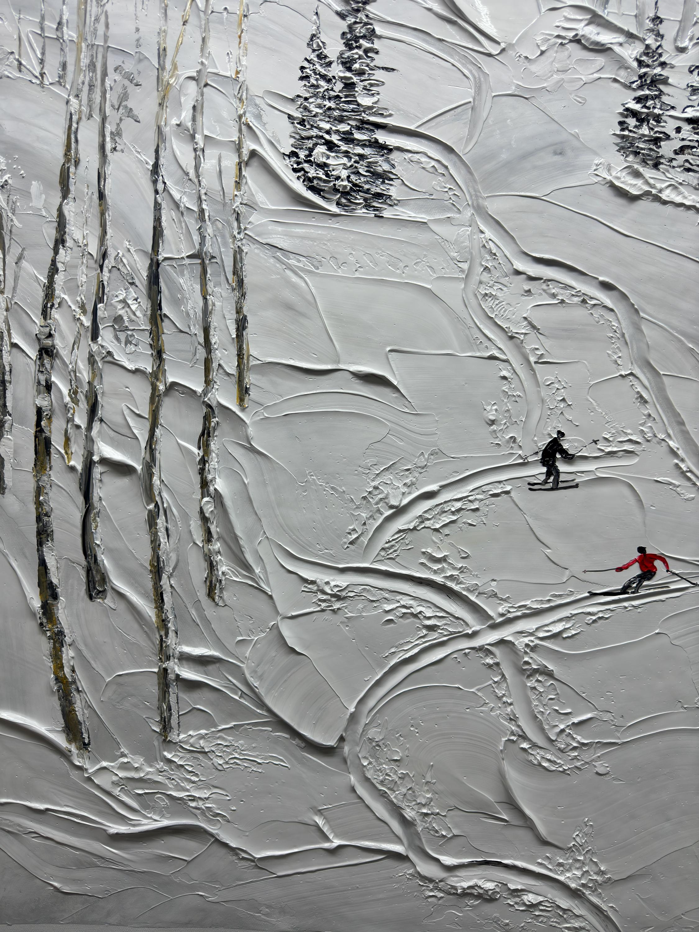 3D White Snowfield Skiing Canvas Hand Painting Original Skier Gift ...