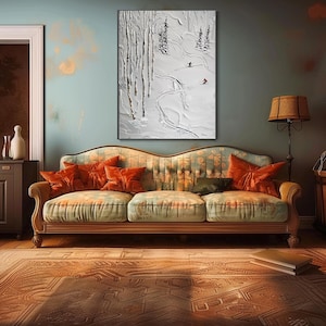 3D White Snowfield Skiing Canvas Hand Painting Original Skier Gift ...