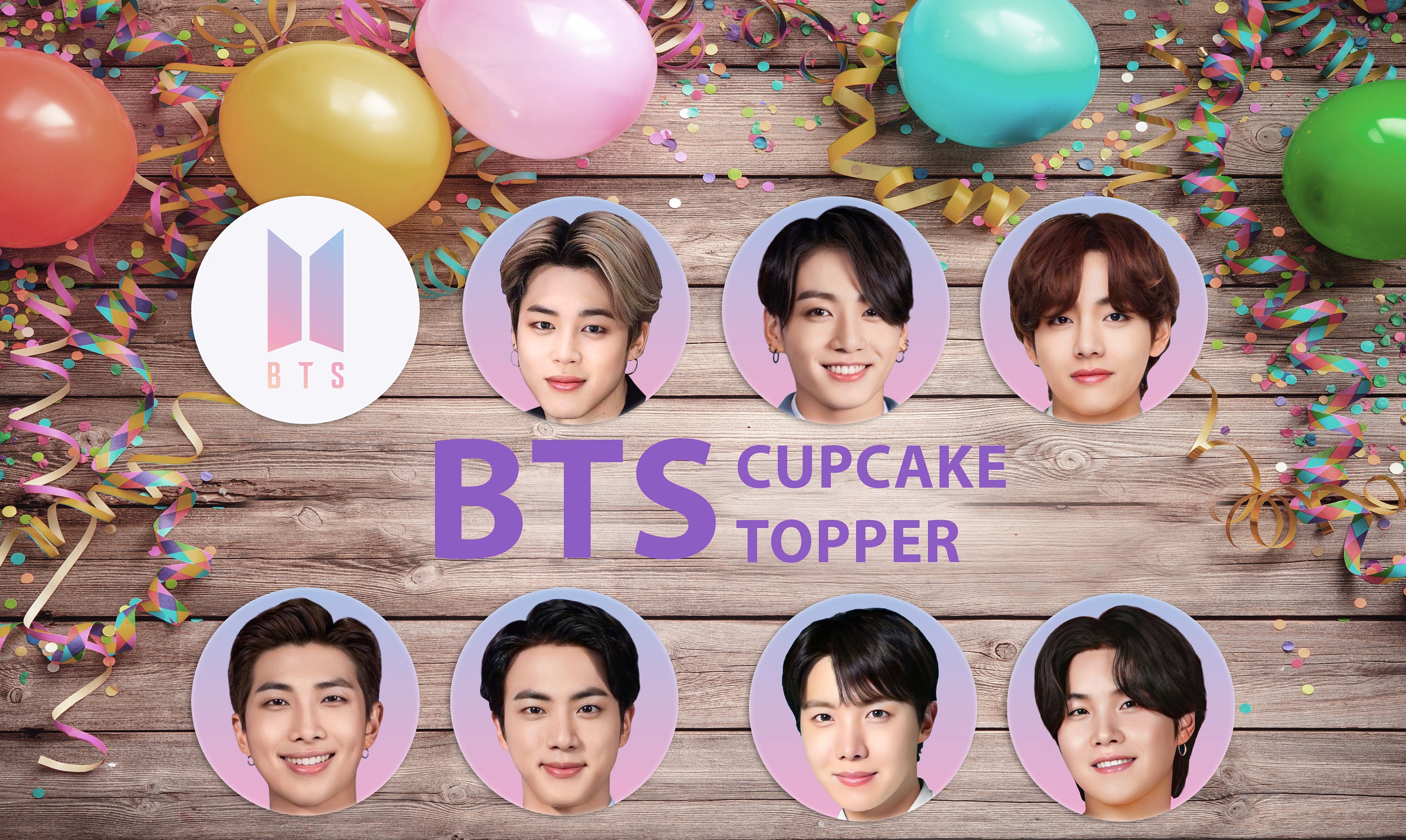 BTS Cupcake Topper - Digital Download - Printable - Etsy