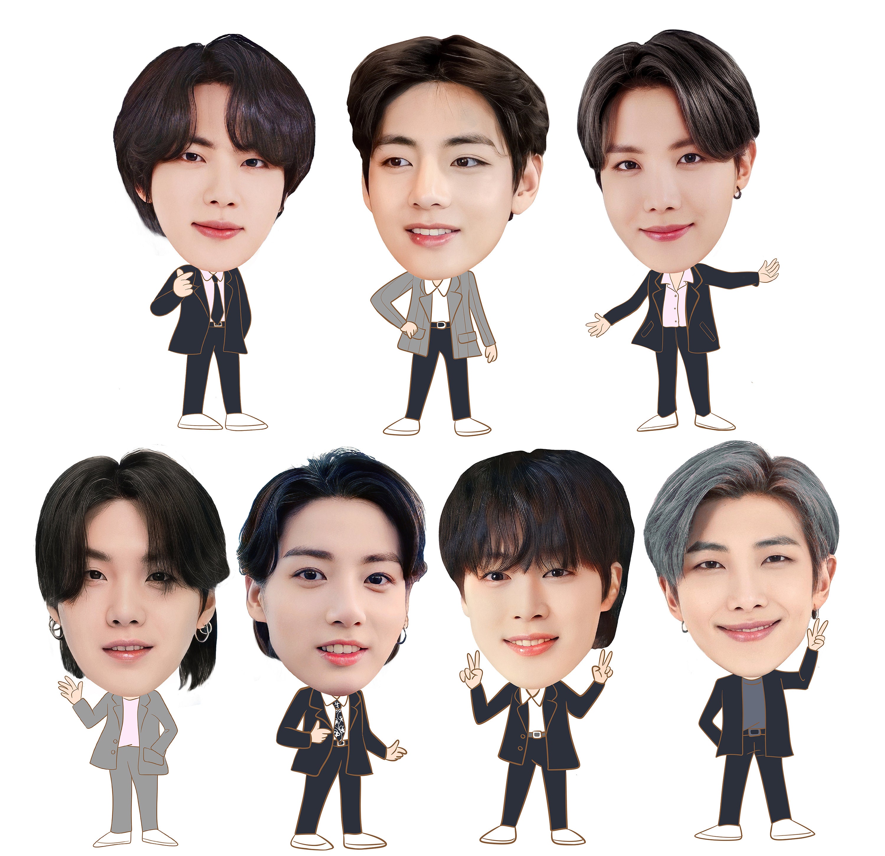 BTS Full Body - Bts With Cartoon Body - Party Decorations - BTS Party ...
